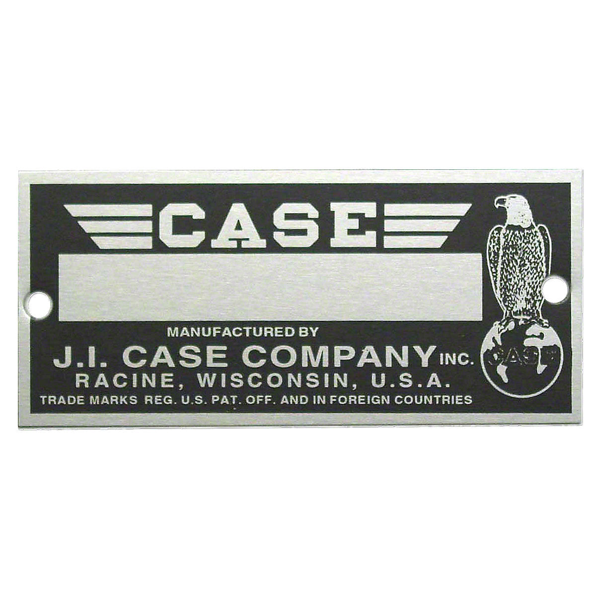 Serial Number Tag (2 Rivet Holes) w/ Rivets -Fits Case Tractor